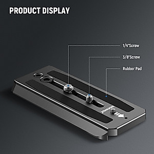 NEEWER 501PL Tripod Fluid Head Quick Release Plate Compatible with Manfrotto MVH500AH MVH502AH, Camera Mounting Plate with 1/4" and 3/8" Screws, Anti Off Pin for GM001 GM002 GM006 Fluid Heads, QR5