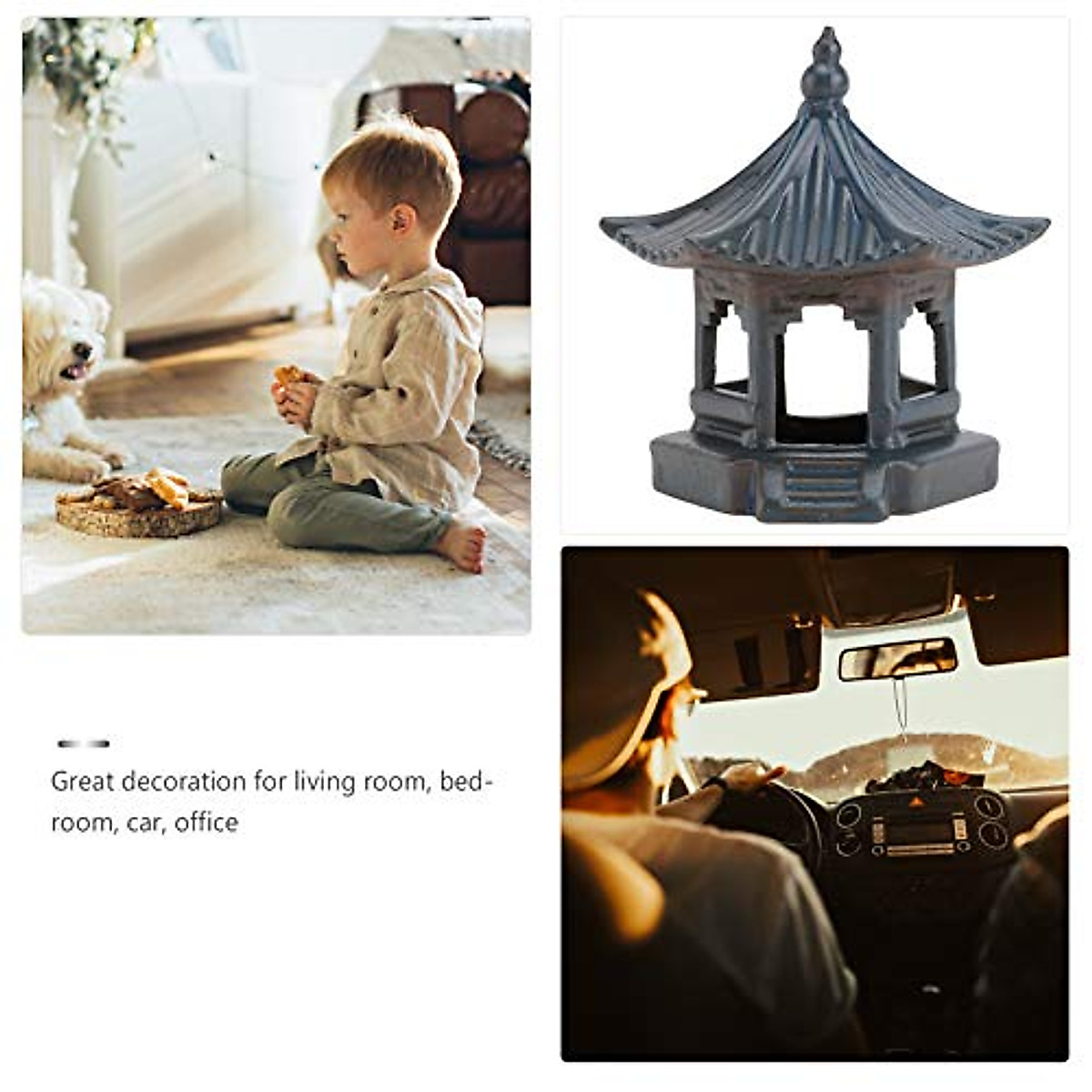 VALICLUD Mini Pagoda Statue Garden Fairy Miniature Hexagon Figurine Ceramic Flower Vase Micro Landscape Asian zen garden decor Home Aquarium Dollhouse