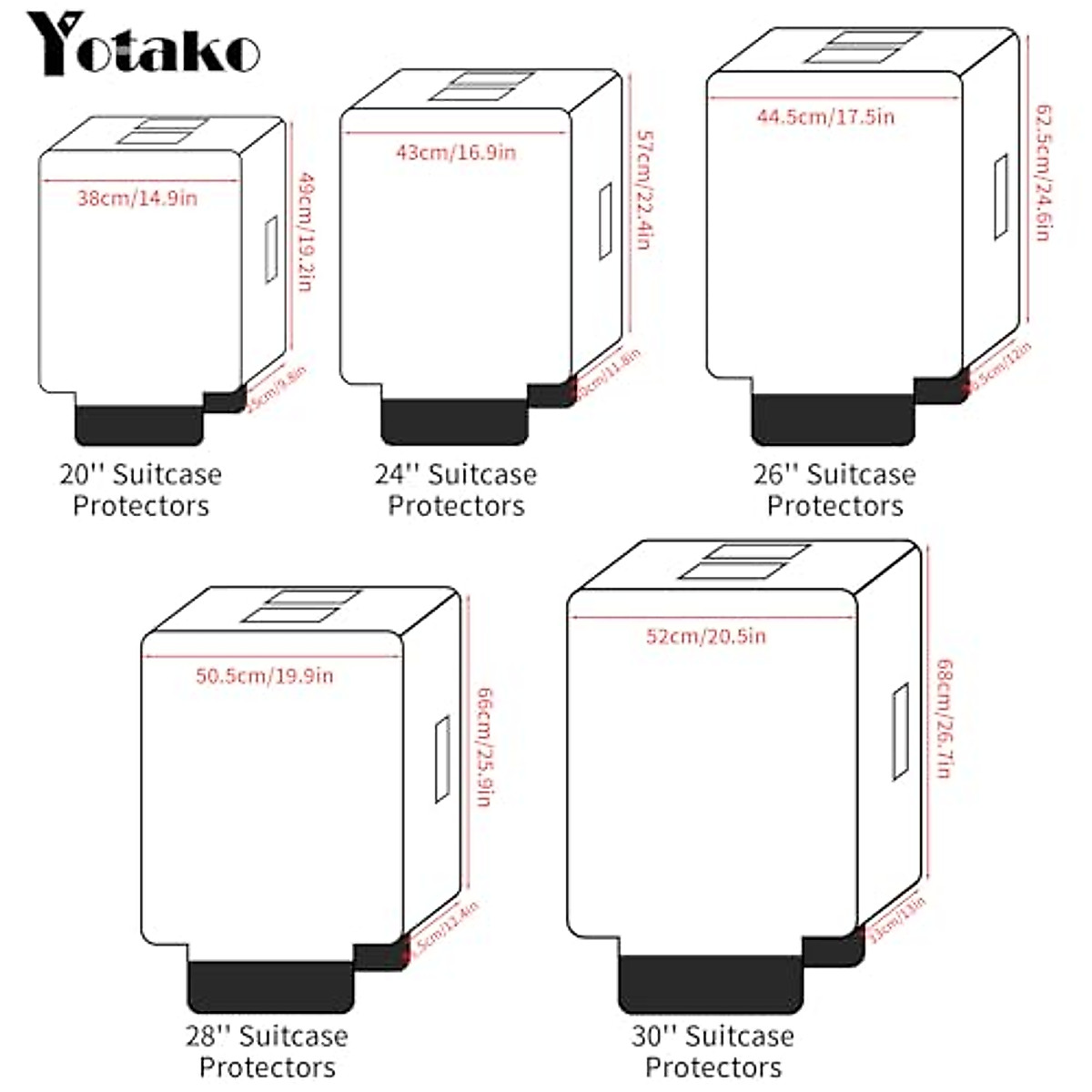 Yotako Clear PVC Suitcase Cover Protectors 20 Inch Luggage Cover for Wheeled Suitcase 20''