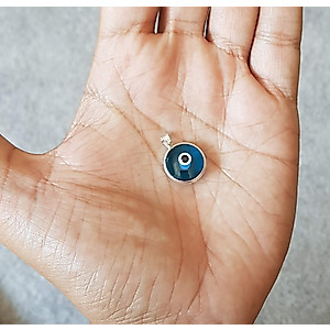 MYSTIC JEWELS by Dalia – Glass Evil Eye Pendant for Good Luck – 925 Sterling Silver – Diameter of Pendant 0,6"