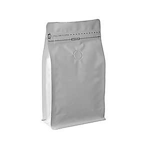 50 Count 32oz/1kg White Kraft Paper Coffee Bags - High Barrier Aluminium Foil Liner - Flat Bottom Coffee Pouches with Degassing Valve, Food Storage Bags with Rsealable Zipper & Easy Open Tape (50pcs, 32oz/1kg)