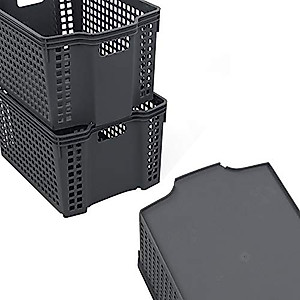 Vababa 6-Pack Gray Plastic Stackable Storage Baskets/Storage Bins