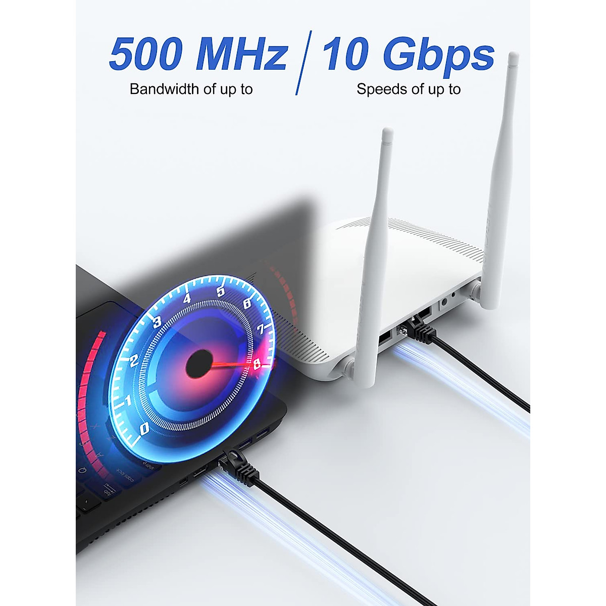 ApoJodly Cat6 Ethernet Cable 1FT 2-Pack, Short Patch Cable 1 Foot Cord (Cat 6 Cable, Internet RJ45 Cable, Network Cable) 10Gbps for Gaming, Patch Panel, Cable Management, Router, Modem