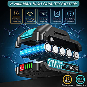 BEI & HONG Mini Chainsaw 6-Inch with 2 Batteries, Cordless Power Chain Saws with Security Lock, Handheld Small Chainsaw for Wood Cutting Tree Trimming （2023 upgrade）