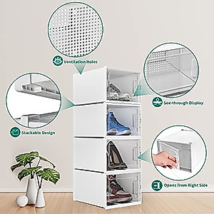 YITAHOME XL Shoe Storage Box, 18 PCS Shoe Storage Organizers Stackable Shoe Storage Box Rack Containers Drawers - White (X-Large Size-Fit for All Size Shoes)