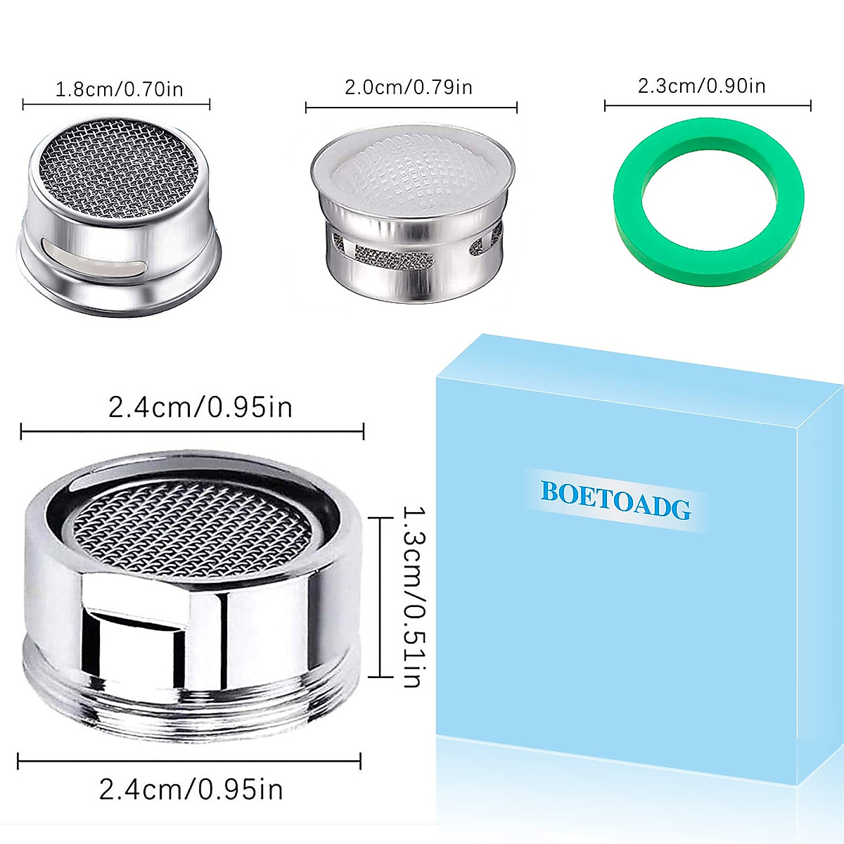 BOETOADG 4PCS Faucet Aerator, 2 Packs of Aerator Filter Replacement Parts, With Brass Housing 15/16 Inch 24mm External Thread Aerator Faucet Filter, With Gasket, For Kitchen and Bathroom