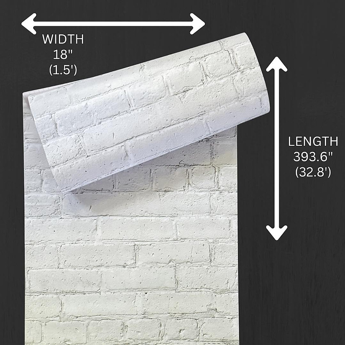 Brick Wallpaper Peel and Stick - White/Gray, 32.8 ft x 1.5 ft - 3D Faux Brick Wallpaper for Textured Wall, Removable Wallpaper for Indoor & Outdoor Use Waterproof- Ideal for Bedroom Accent Wall Décor