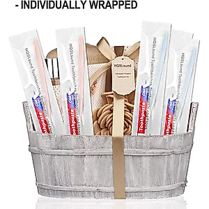 HQSLsund 50pcs Disposable Toothbrushes with Toothpaste Floss Individually Wrapped, 2 Color Disposable Toothbrush, 10g Toothpaste, Dental Floss Pick, Bulk Toothbrush Kit for Homeless,Airbnb,Hotel