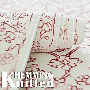 jinchan Area Rug 8x10 Persian Rug Washable Boho Living Room Rug Floral Print Large Rug Indoor Soft Distressed Carpet Thin Rug Bedroom Dining Room Office Farmhouse Red On Cream