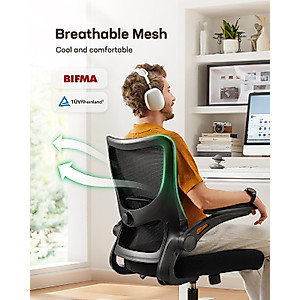 Marsail Office Chair Ergonomic Desk Chair with 3 Ways PU Armrests and Adjustable Lumbar Support Breathable Mesh Computer Chair Executive Rolling Swivel Comfy Task Chair for Home Office Gaming