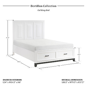 Lexicon California King Bed Frames with Headboard, Modern Bed Frame, Wood Platform Bed with Footboard Storage and Slats, No Box Spring Needed, Easy Assembly, 2-Tone Finish (White and Metallic Grey)