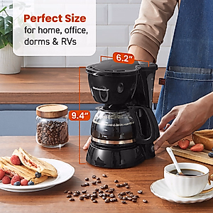 Elite Gourmet EHC4128 Automatic 4-Cup Brew & Drip Coffee Maker with Pause N Serve, Glass Carafe, Reusable Filter, On/Off Switch, Keep Warm, Water Level Indicator, Black