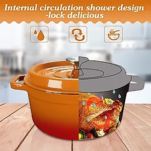 WISELADY Enameled Cast Iron Dutch Oven Bread Baking Pot with Lid (4QT, Orange)