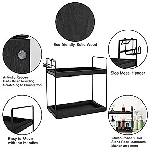2 Tier Bathroom Counter Organizer, Bathroom Organizer Countertop, Wood Bathroom Counter Trays Vanity Organizer, Bathroom Countertop Organizer Kitchen Organizer for Countertop Coffee Station Organizer…