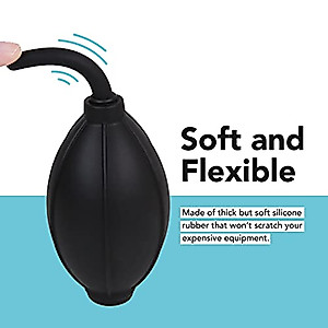 Foto&Tech Silicone Rubber Dust Blower with Soft Nozzle for DSLR Cameras LCD Screen Gaming Console Lens PC Motherboard Keyboard, Hand Air Blaster for Photography Cleaning Gardening Arts (1 Piece)