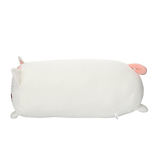 TemBe 23.6 inch Cute Large Cat Plush Stuffed Animal Pillow, Very Soft Squish Mellow Hugging Toy Gifts for Bedding, Kids Sleeping Cute Pillow (White Cat)