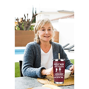 BETHEGIFT Mother's Day Gifts for Mom from Daughter, Son - Mom Gifts - Great Mom Coffee Tumbler - Birthday Gifts for New Mom, Mom To Be, Mother In Law - Present for Mom - Mom Cup 20oz, Red