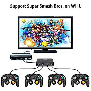 Wii U Controller Adapter, NGC Controller Adapter for Wii U,Nintendo Switch and PC USB.Easy to Plug and No Driver Need.4 Ports Turbo Button (Updated Version)