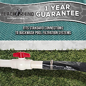 U.S. Pool Supply Black Rhino 1-1/2" x 100' Pool Backwash Hose with Hose Clamp - Extra Heavy Duty Superior Strength, Thick 1.2mm (47mils) - Weather Burst Resistant - Drain Clean Swimming Pools, Filters