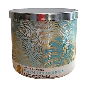 Bath & Body Works, White Barn 3-Wick Candle w/Essential Oils - 14.5 oz - 2022 Early Summer Scents! (Warm Ocean Breeze)