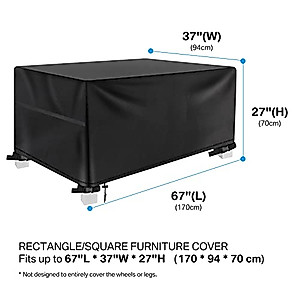 Neween Patio Furniture Cover Rectangle Heavy Duty Outdoor Lawn Garden Table Chair Covers with Zipper, Drawstring & Handle, Waterproof Outdoor Sofa Set Covers for Winter 67" L x 37" W x 26" H