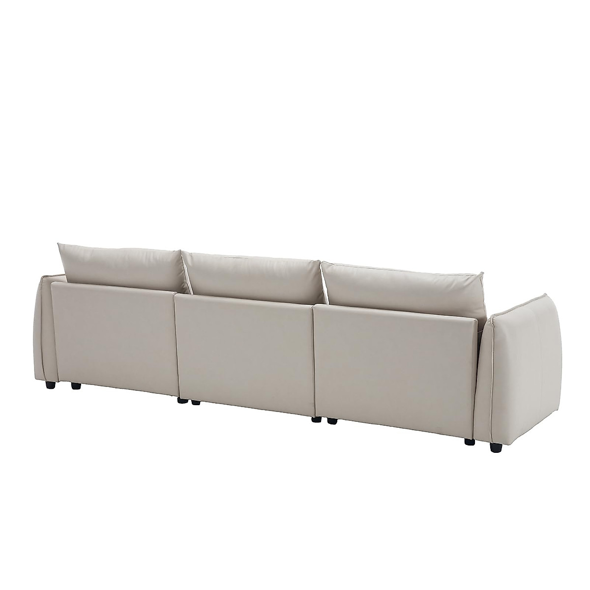 DAYALANE L Shaped Sectional Sofa, PU Leather Modular Covertible Sectional Couch with Arms, Modern Deep 4 Seat Couch Upholstered Sofa for Living Room, Studio, Office, Apartment, Off White