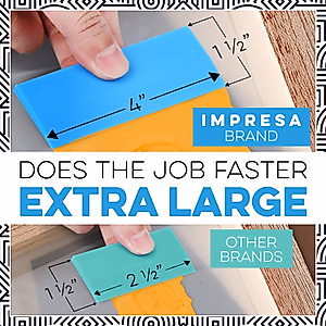 IMPRESA [6 Pack] Extra Long Silicone Squeegee for Screen Printing & Stencil Sheets - DIY Screen Print Squeegee - Rubber Squeegee Screen Printing - DIY Silk Screen - Chalk Paste & Ink Scraper