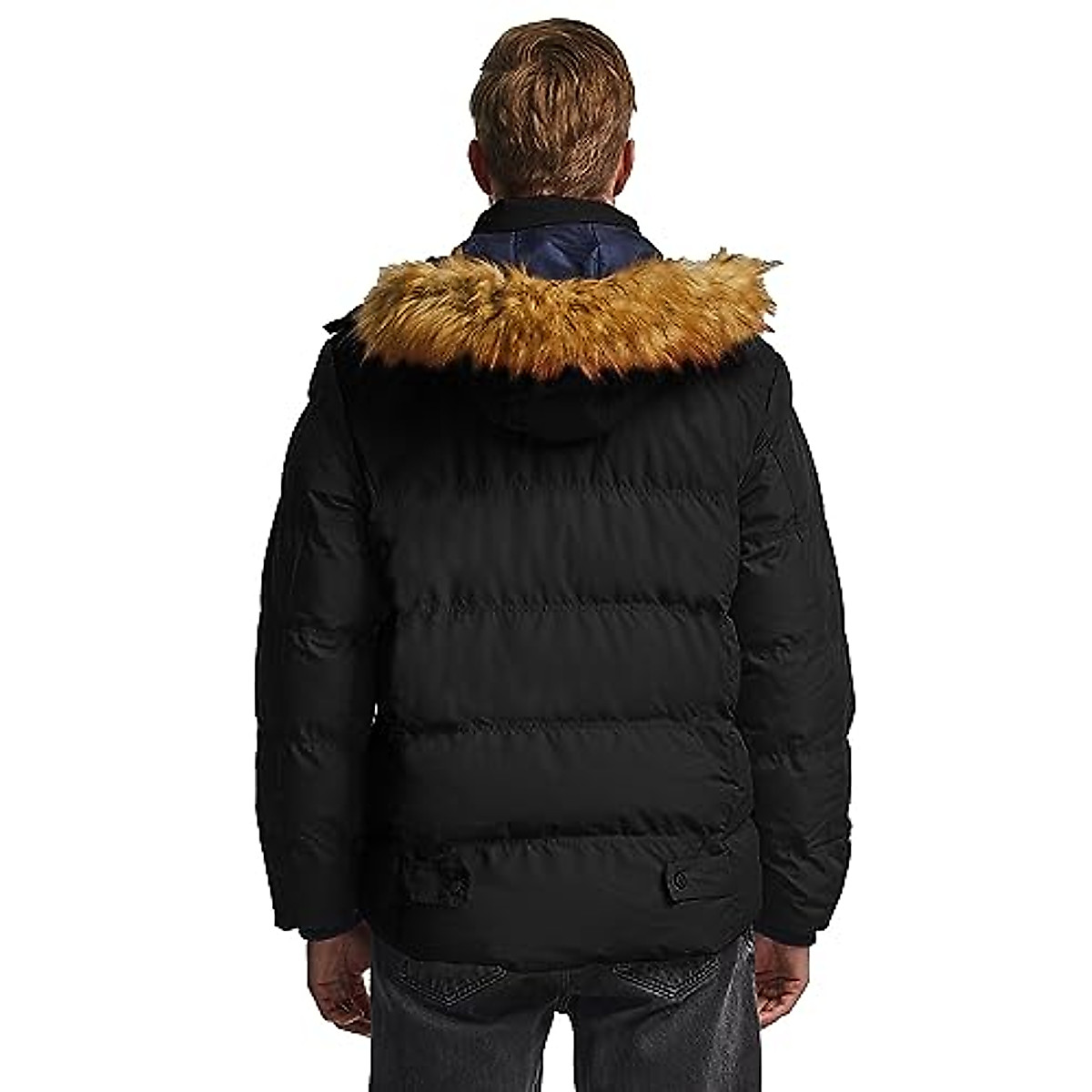Wantdo Men Puffer Coat Casual Fur Hooded Warm Winter Jacket (Black, Medium)