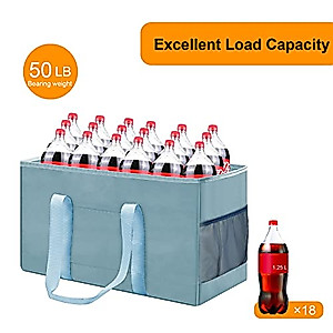 Steranka Extra Large Utility Tote Bag,Large Tote Bag Reusable Grocery Bags Collapsible Tote for Groceries,Storage,Picnic,Beach,Light Blue