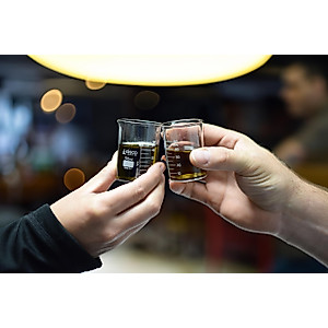 EISCO 4PK Lab Beaker Shot Glasses, 1.6oz / 50mL - Borosilicate Glass - Chemistry Shot Glasses, Chemistry Gifts Labs