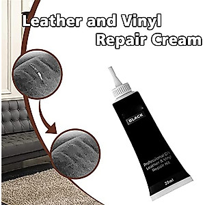 Advanced Leather Repair Gel, Professional DIY Leather and Vinyl Repair Kit, Liquid Leather Repair Kit, Leather Repair Cream for Furniture, Boat or Auto Car Seats (20ml,Black)