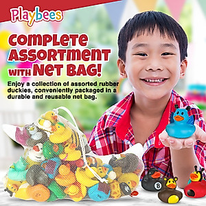 Playbees Assortment Rubber Duck Toy Duckies for Kids - 50 Pack - Sensory Play, Stress Relief, Stocking Stuffers, Bath Birthday Gifts Baby Showers Classroom Incentives, Summer Beach and Pool Activity