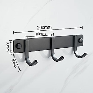 304 Stainless Steel Black Bathroom Hook Bathroom Toilet Towel Hook Coat Hook Row Hook Bath Towel Hook one-Piece Hook Kitchen Storage Hook Key School Bag Hook (Black, 3-Row Hook)…