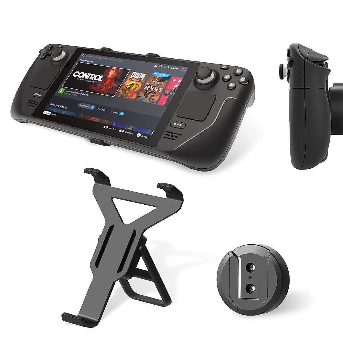 Lenink Stand for Steam Deck, Anti-Slip Foldable Holder Portable Base Wall Bracket Compatible with Valve Steam Deck Accessories (Black)