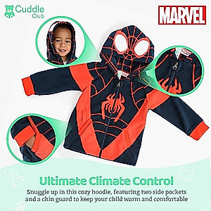 Cuddle Club Miles Morales Toddler Fleece Jacket - Toddler Miles 5T Toddler Fleece Jacket - Girls & Boys Zip Up Miles Hoodie - Kids Miles Sweater Fleece Jacket - Toddler Winter Miles Jacket