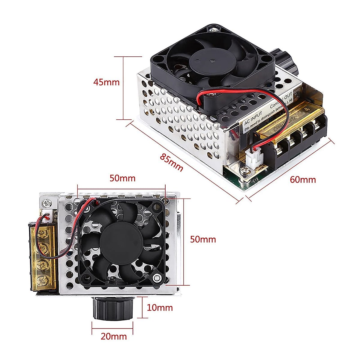SCR Electric Voltage Regulator Dimmer Temperature Controller Motor Speed Controlling Module Board With Cooling Fan (110V AC 4000W )