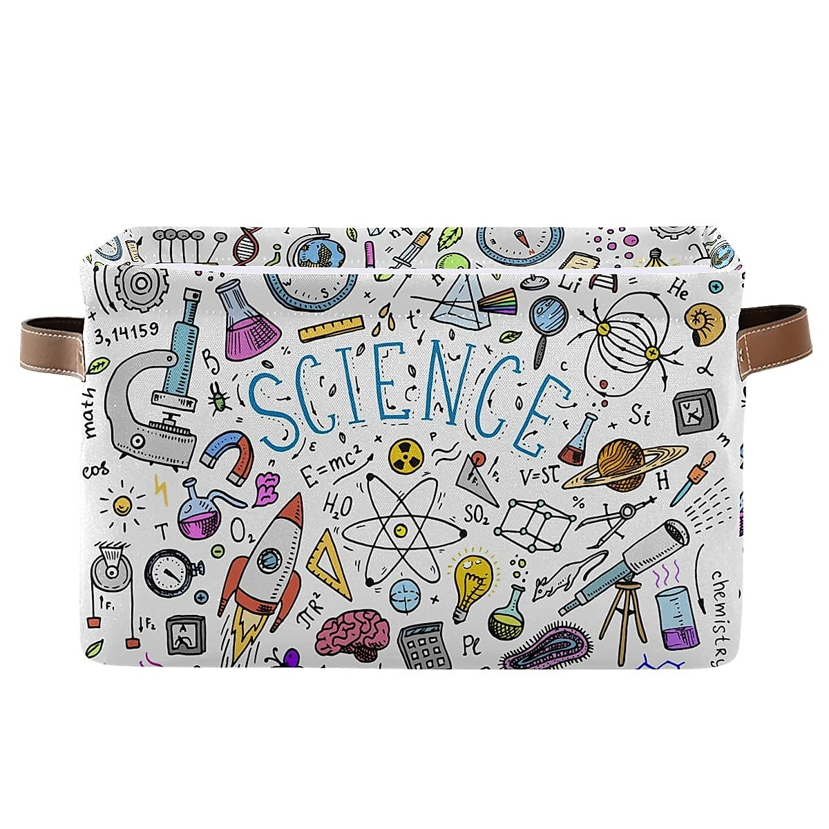 AUUXVA Education Science Chemistry Storage Bins Basket, Collapsible Storage Cube Rectangle Storage Box with Handles for Shelf Closet Nursery Bedroom Home Office 2 Pack