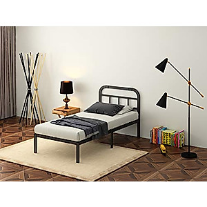 ZIYOO Twin XL Bed Frame with Headboard, 3000LBS Heavy Duty Platform Mattress Foundation/Box Spring Replacement, 14 Inch Height Metal Bed Frame