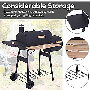 Outsunny 48" Steel Portable Backyard Charcoal BBQ Grill and Offset Smoker Combo with Wheels