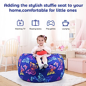KABOER Bean Bag Cover for Kids,200L Stuffed Animal Storage Bean Bag Chair Cover |Stuffable Zipper Beanbag for Organizing Children Soft Plush Toys (32x29inch)