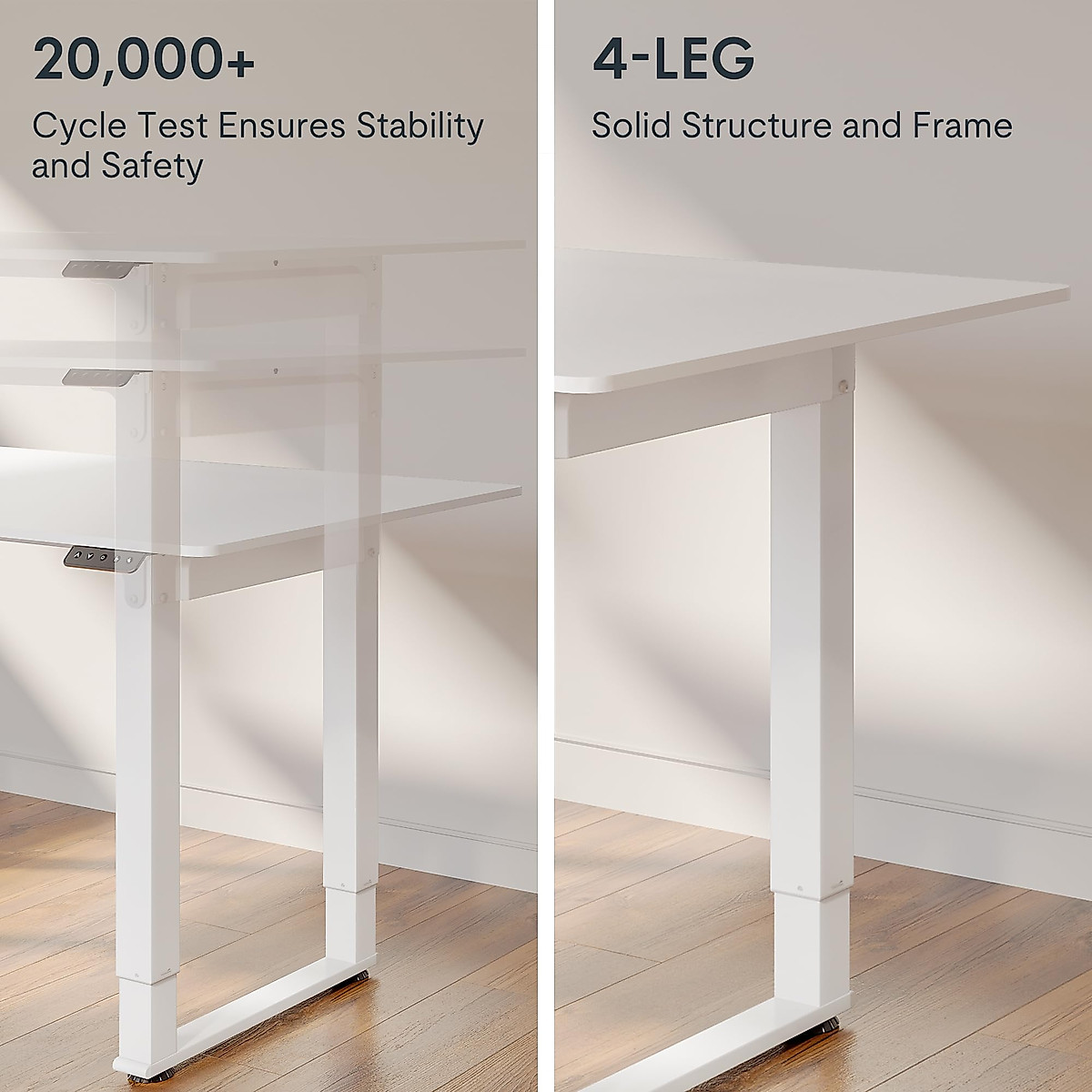 FLEXISPOT Dual Motors Standing Desk 71 x 32 Inch Adjustable Height Desk with Splice Board Home Office Computer Workstation Electric Sit Stand up Desk, White Top + White Frame