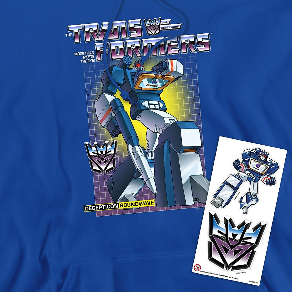 Popfunk Transformers Soundwave Pullover Hoodie & Stickers - Small, A. Royal Blue