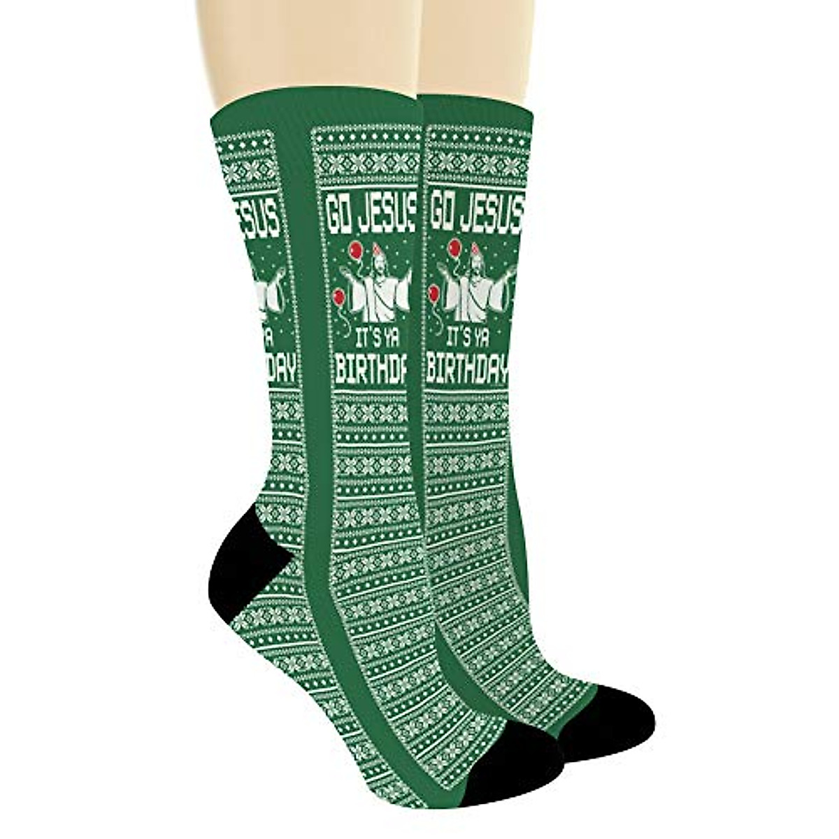 Christmas Joke Gifts Go Jesus It's Ya Birthday Winter Holiday Gift Socks 6-Pair Novelty Crew Socks