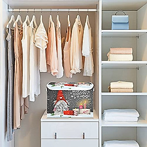 xigua Winter Christmas Gnome Storage Bins with Lids Foldable Large Cube Storage Boxes with Handles for Home Bedroom Closet Office (16.5x12.6x11.8 in)
