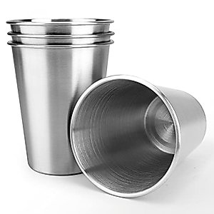 JIANYI Stainless Steel Cups, 8 Ounce Stainless Steel Kids Cups for Drinking, Reusable Water Tumbler Metal Drinking Glasses for Kids and Adults, fathers day gift ideas (4 Pack)