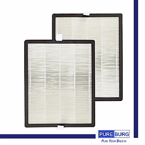 PUREBURG BS-10 True HEPA Replacement Filters Compatible with PARTU BS-10 Air Purifier,H13 3-Stage Filtration Activated carbon Air Clean Dust VOCs Odor, 2-Pack