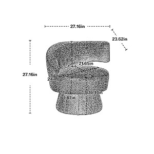 i-POOK 360 Degree Swivel Accent Chair, Upholstered Round Armchairs with 21.65" Deep Seat, Comfy Barrel Chair Club Chair for Living Room, Reading Room, Grey