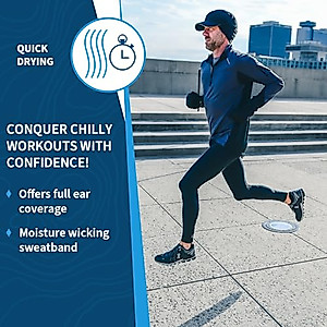 TrailHeads Men's Fleece Hat Baseball Cap - Drop Down Ear Warmer Flaps - Winter Caps for Men for Running, Golf, Hunting Black