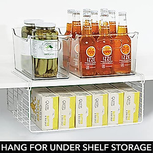 mDesign Modern Versatile Metal Closet, Cabinet Organizer Storage 2-Tier Shelf Divider and Separator for Bedrooms, Bathrooms, Entryways, Hallways, Kitchen Pantry, Office - Easy Install - White