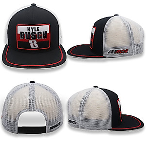 Checkered Flag Sports 2023 Kyle Busch #8 Patch Hat NASCAR Adjustable Racing Mesh Baseball Flat Brim Cap Black